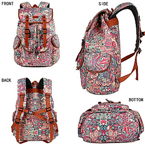 Large Women Laptop Backpack 15.6 inch College School Backpack Travel Hiking Backpack With Free Toiletry bag CN-01 (HS)