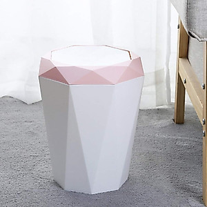 Forart Round Swing Lid Trash Can Wastebasket Garbage Container Bin Swing Top Trash Can Portable Trash Can with Swing Lid for Bathrooms, Kitchens, Home Offices