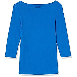Amazon Essentials Women's Slim-Fit 3/4 Sleeve Solid Boat Neck T-Shirt, Cobalt Blue, X-Large