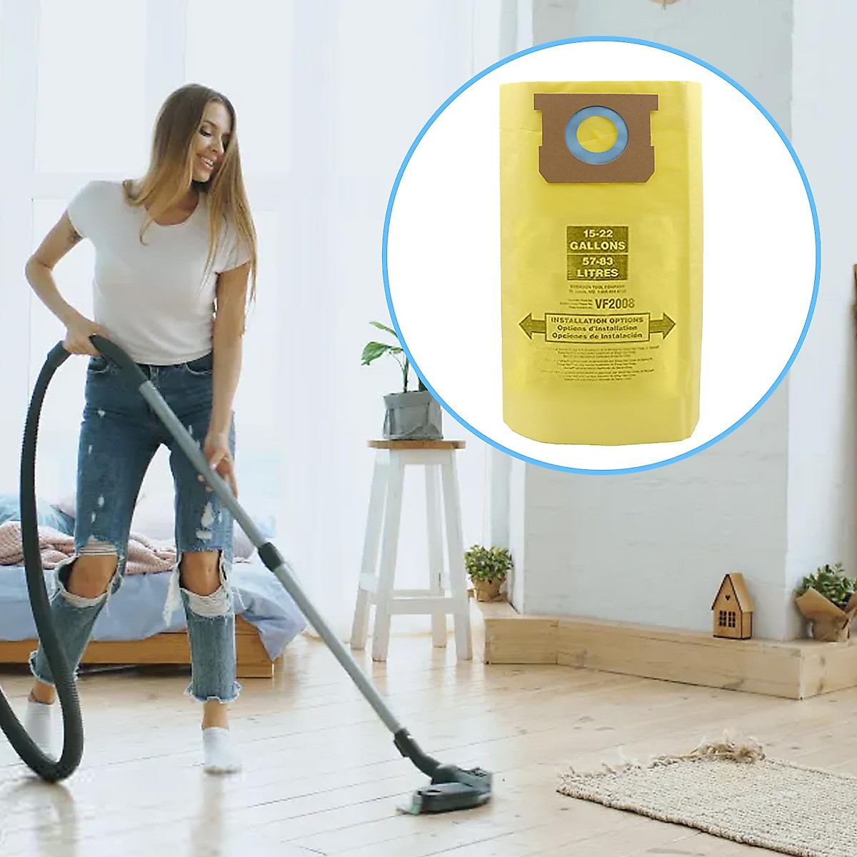 kingsea 90673 Vacuum Bags Dust Collection Bag Compatible with Shop Vac 15-22 Gallon Vacuum Bags Type J - 90673, Type G - 9066300, VF2008, Part# 90663 90673 9066300 9067300 VF2008, 5Pack