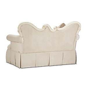 Michael Amini Lavelle Classic Pearl Traditional Velvet Settee in Ivory