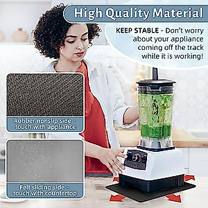 LOPNUR Appliance Slider Cut to Fit, Kitchen Appliance Sliders 360 Degree Rotation Moving on Counter, Coffee Mat Heat Resistant Mat, Appliance Mover for Espresso Machine, Food Processor (Medium, Grey)