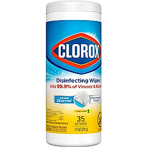 Clorox Disinfecting Wipes, Bleach Free Cleaning Wipes, Crisp Lemon, 35 Count (Package May Vary)