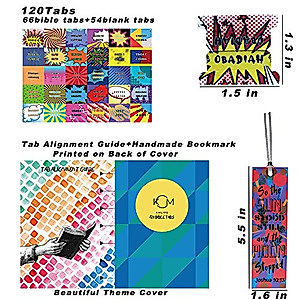 Comic Theme Laminated Bible Tabs (Large Print, Easy to Read), Personalized Bible Journaling Supplies, 120 Bible Index Tabs in Total, 66 Tabs for Old and New Testament, Additional 54 Blank Tabs