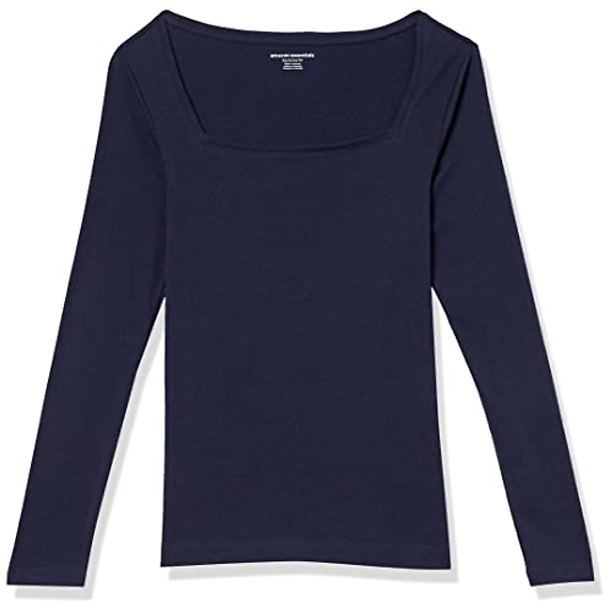 Amazon Essentials Women's Slim-Fit Long Sleeve Square Neck T-Shirt, Navy, XX-Large