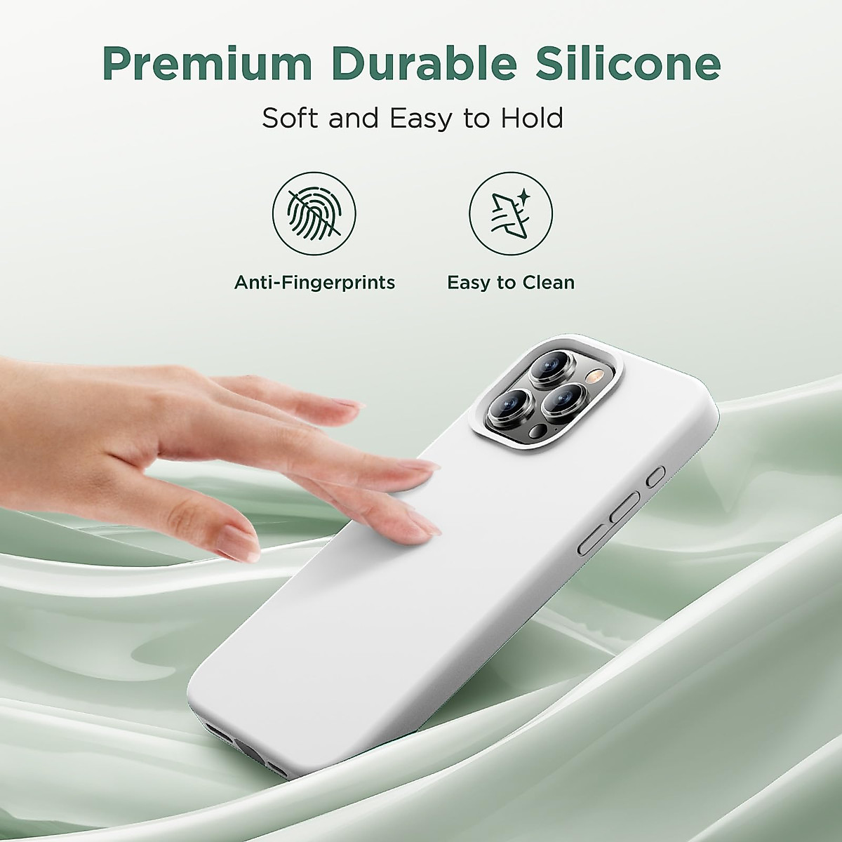 Cordking Designed for iPhone 15 Pro Max Case, Silicone Ultra Slim Shockproof Phone Case with [Soft Anti-Scratch Microfiber Lining], 6.7 inch, White