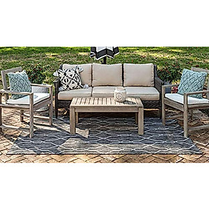 Unique Loom Outdoor Trellis Collection Area Rug - Links Trellis (5' 3" x 8' Rectangle, Charcoal/ Gray)