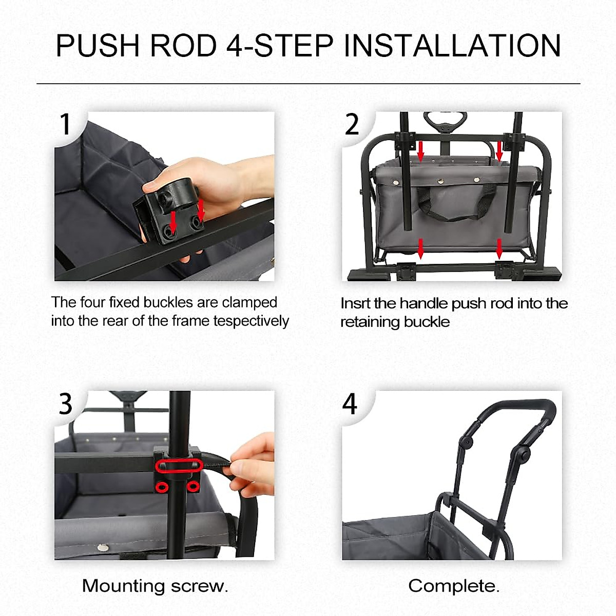 WHITSUNDAY Collapsible Folding Garden Outdoor Park Utility Wagon Picnic Camping Cart with Bearing and Brake 8" All Terrain Wheels with Push Bar (Purple)