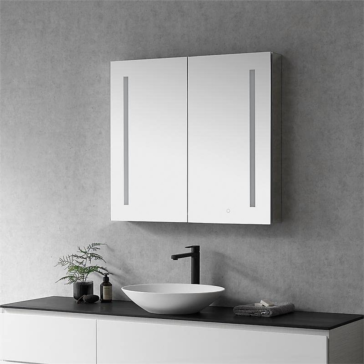 Altair Design Catola 36" Clear Glass Surface-Mount/Recessed LED Mirror Medicine Cabinet