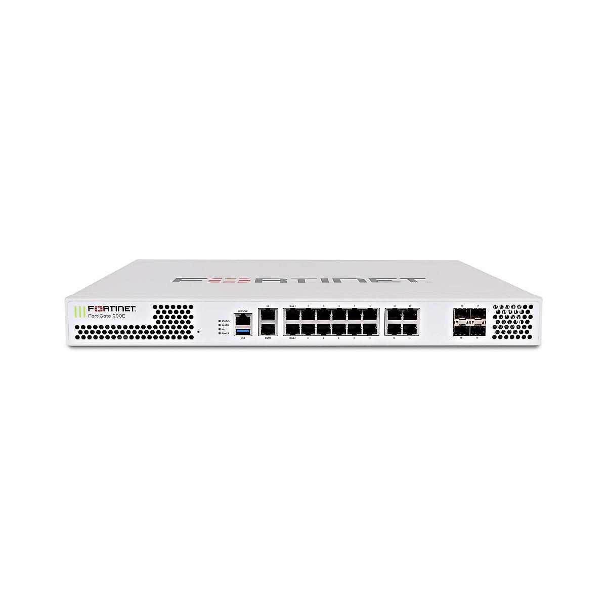 FORTINET FortiGate 200E Network Security/Firewall Appliance - 16 Port - 1000Base-T, 1000Base-X - Gigabit Ethernet - AES (128-bit), AES (256-bit), SHA-256-16 x RJ-45-4 Total Expansion Slots - 1U -