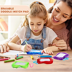 24 Pieces Mini Magnetic Drawing Board for Kids Backpack Keychain Clip Erasable Mini Doodle Boards Toys for Party Colorful Writing Sketch and Painting Pad Set for Classroom Rewards Party Supplies