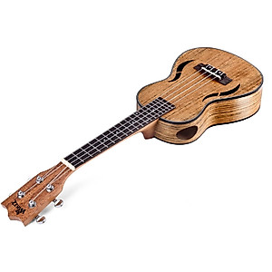 WINZZ AU88LAB Walnut Concert Ukulele Side Sound Hole Arched Back with Online Lessons, Gig Bag, Strap, Capo, Wall Hanger, 23 Inches