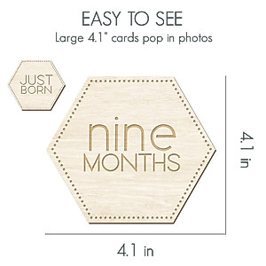 Wooden Baby Monthly Cards. Cute Unisex, Reversible, and Laser Engraved Blocks. Set of 24 Sayings Plus a Customizable Birth Card. Natural Wood Disc Photo Props for Boy or Girl in Keepsake Gift Bag