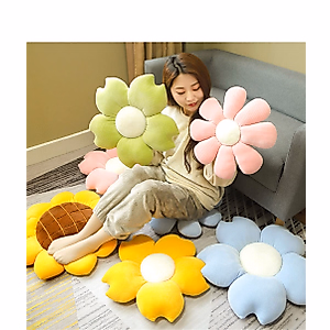 Uewidiod Flower-Shaped Daisy Pillow Sofa Cushion Round Center Flower Chair Cushion Bay Window Tatami Decoration Office Cushion car Cushion (40*40cm/16*16inch, Sunflower Yellow-Brown)