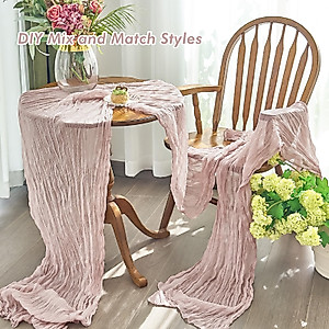 IVAPUPU 2 Pcs Cheesecloth Table Runner - 10ft Dusty Pink Boho Gauze Cheese Cloth Table Runner for Baby Shower Decoration Wedding Party Summer Garden Farmhouse Table Runner