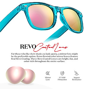 Retro Rewind Translucent Frame Colorful Neon 80s Sunglasses for Men Women - Reflective Mirrored Lens