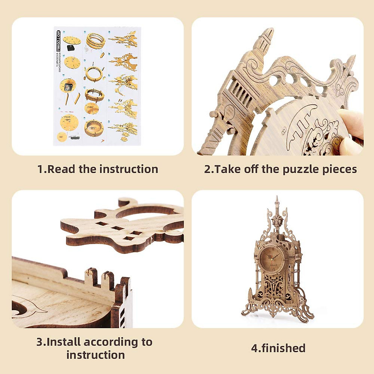 nicknack 3D Wooden Puzzle for Adults, Model Building Puzzle - Tower Clock, Light