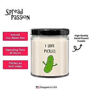 I Love Pickles Candle - Soy Wax Candle - Hand Poured Candle - 9 oz Vanilla-Scented Candle - Candle Jar