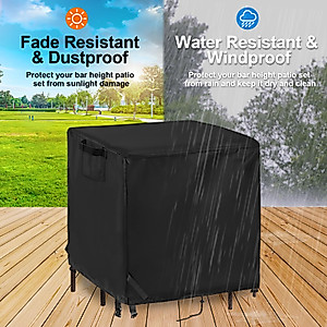 Guisong Waterproof Cover for Best Choice Products 5 Piece Outdoor Wicker Table Set, Protective Cover for Outdoor Bar Table and Stools Set-Black，59x59x38