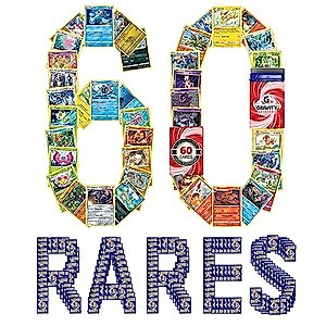 60x Rares Power Box | 60 Rare Cards | for Pokemon Collectors | Powerful & Fun Cards | 100% Authentic Cards | Oops! All Rares! | Bundled w/GRAVITY BOOSTERS Deck Box
