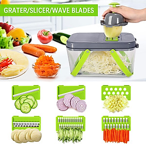 MINGPINHUIUS 22-in-1 Vegetable Chopper Multifunctional Food Chopper with 13 Blades, Onion Mincer Chopper, Food Chopper Slicer Dicer Cutter with Container