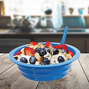 PLASKIDY Cereal Bowls with Straws for Kids - Set of 8 Kids Bowls with Built-in Straws - 22 Ounce Toddler Sippy Bowls Dishwasher/Microwave Safe BPA Free Brightly Colored Great Kids Soup/Cereal Bowls