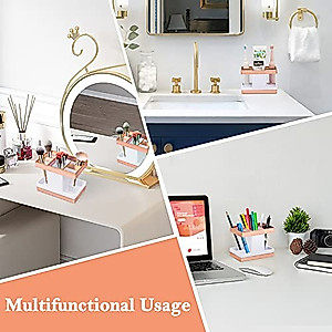 Chintu Kids Toothbrush Holder Set Rust Free Family Toothpaste Holder for Bathroom Countertop, Plastic Toothbrush Organizer Stand, Electric Toothbrush Holder Bathroom Shower Accessories Withe/Rose Gold