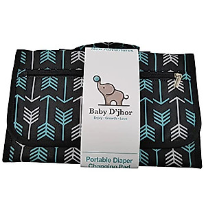 Portable Diaper Changing Pad by BabyDJhor, Open with One Hand, Unisex Baby Style, Excellent to Travel, Camping, Vacations, Gift, Register List and More. Newborn and Infant.