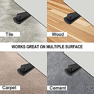 Door Stoppers 4 Pack Premium Rubber Door Stoppers Wedge Sturdy Stackable Door Stops for Carpet Heavy Duty Door Stoppers for Bottom of Door on Tile （Black）
