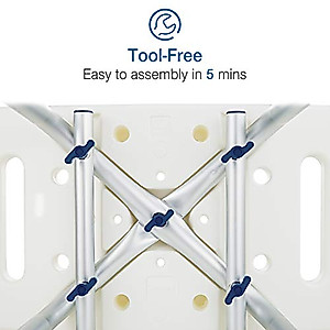 GreenChief Shower Chair with Back Removable - Small Shower Stool for Inside Shower, Narrow Bathtub Chair, Adjustable Shower Seat for Seniors, Elderly, Handicap, Disabled (300 LBS)