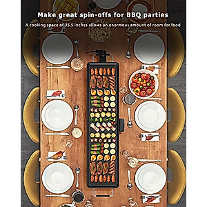 Large Electric griddle, 35" Teppanyaki Grill Extra Large Table Top Griddle, Portable BBQ Grill Electric, with Drip Pan and Adjustable Temperature for Party/Home/Camping Cooking