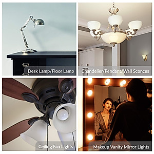 Simba Lighting LED Candelabra E12 Base G14 Small Globe 7W 60W Replacement Light Bulb (6 Pack) for Ceiling Fan, Chandelier, Vanity, Round A15 Frosted White Cover, Non-Dimmable, 2700K Warm White