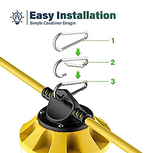 Construction Lights String Temporary Lighting - 50ft Work Light Stringer with 5 Integrated Jobsite LED Lights, 5000LM Super Bright Led Work Lights Carabiner Hooks Included-5 Lights