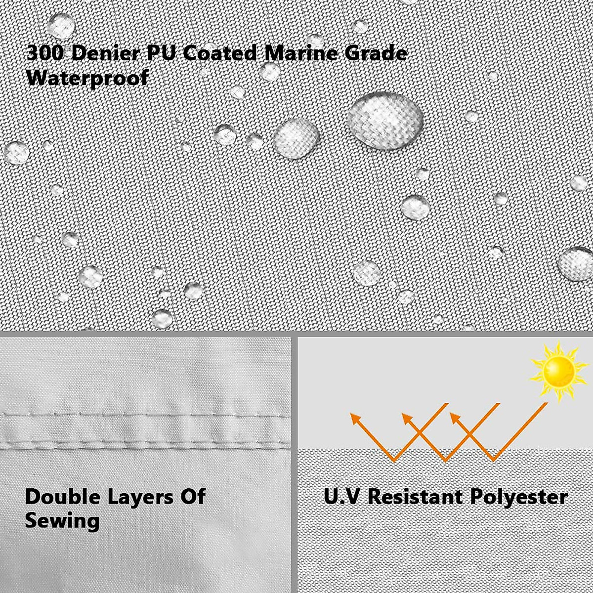 iCOVER Trailerable Pontoon Boat Cover, Heavy Duty Fits 17 to 20ft Long & Beam Width up to 102in Pontoon Boat with Storage Bag, Heavy-Duty Waterproof Stormproof, Fade-Resistant Polyester, Grey