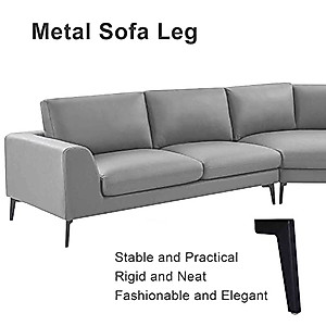 Cotoala 141inch Air Leather Sectional Sofa with Metal Legs, Huge Corner Wedge Design, Modern English Arm Couch for Living Room, Grey