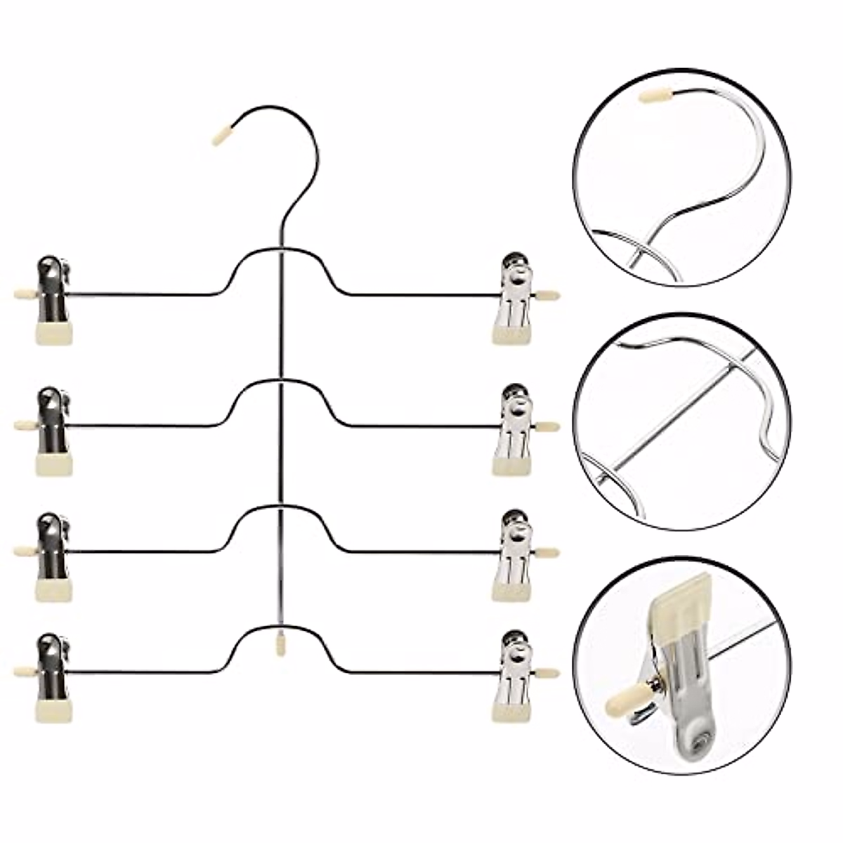 Zerodeko Pant Hangers Multi Layer Pants Hangers 4-Tier Trousers Skirt Hangers with Clips Space Saving Closet Organizer for Pants Shorts Jeans Metal Hangers Beige Pants Hangers Space Saving