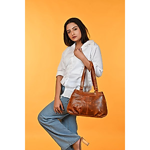 ROLANDO Dalia Women's Top-Handle Leather Handbag (Oily Brown)