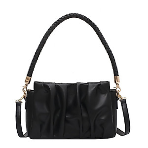 Black Purse Female Shoulder Crossbody Bags Purses for Womens With Metal Chain Strap Cute Removable Strap Cinched Small