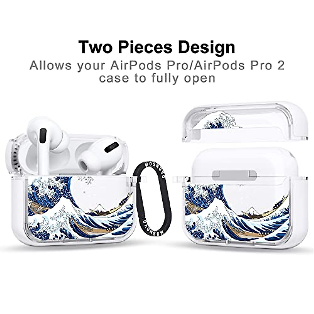 MOSNOVO Airpods Pro 2 Case, Apple Airpods Pro 2 Case, Tokyo Wave Clear Case Design with Luxe Metal Ring Shockproof Protective Cover Case for Airpods Pro Generation