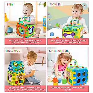 BBLIKE Baby Activity Cube for Toddlers, 6 in 1 Multipurpose Activity Play Center, Educational Toy for 1 2 3 Years Old Boys and Girls