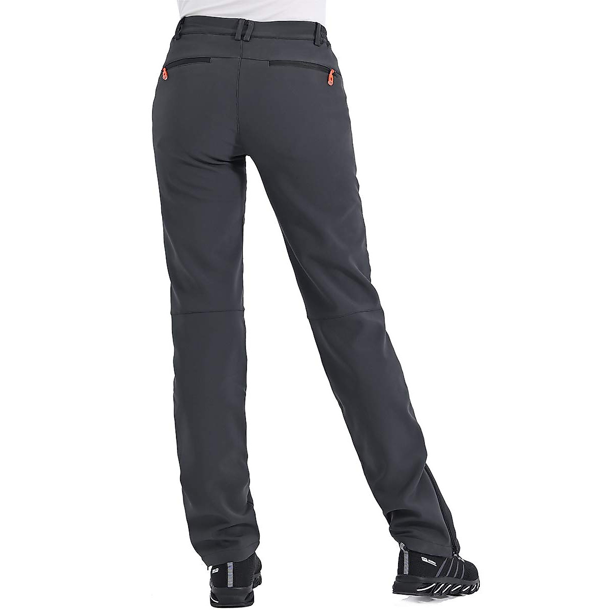 Postropaky Womens Outdoor Snow Ski Pants Waterproof Hiking Insulated Softshell Pants Snowboard Zipper Bottom Leg(Grey6S)