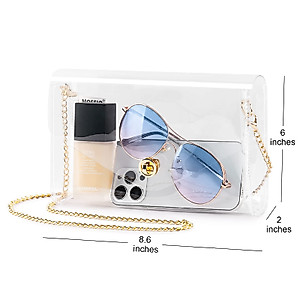 Mossio Clear Purses for Women, Chain Shoulder Handbag Cute for Sports Concert Prom Party Present (Gold Chain)