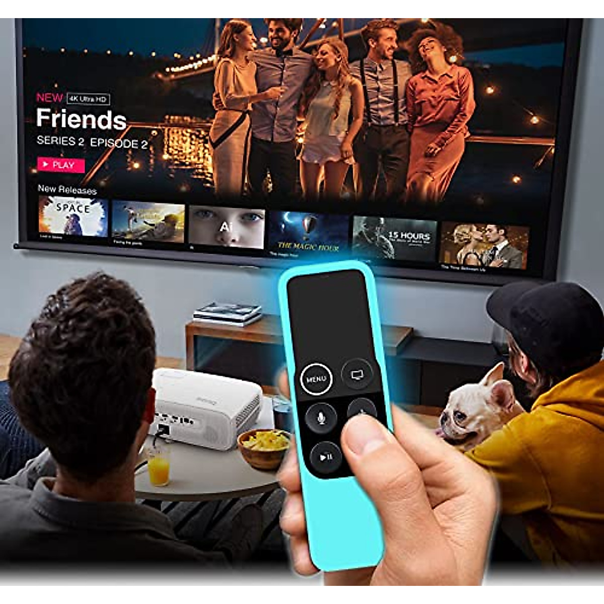 2 Pack Case Glow in The Dark Compatible with Apple TV 4K/ 4th Gen Remote Light Weight Anti-Slip Shock Proof Silicone Cover for Controller for Apple TV Siri Remote - Green and Blue