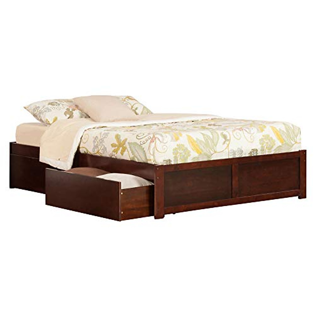 AFI Concord King Platform Bed with Flat Panel Footboard and Urban Bed Drawers in Walnut