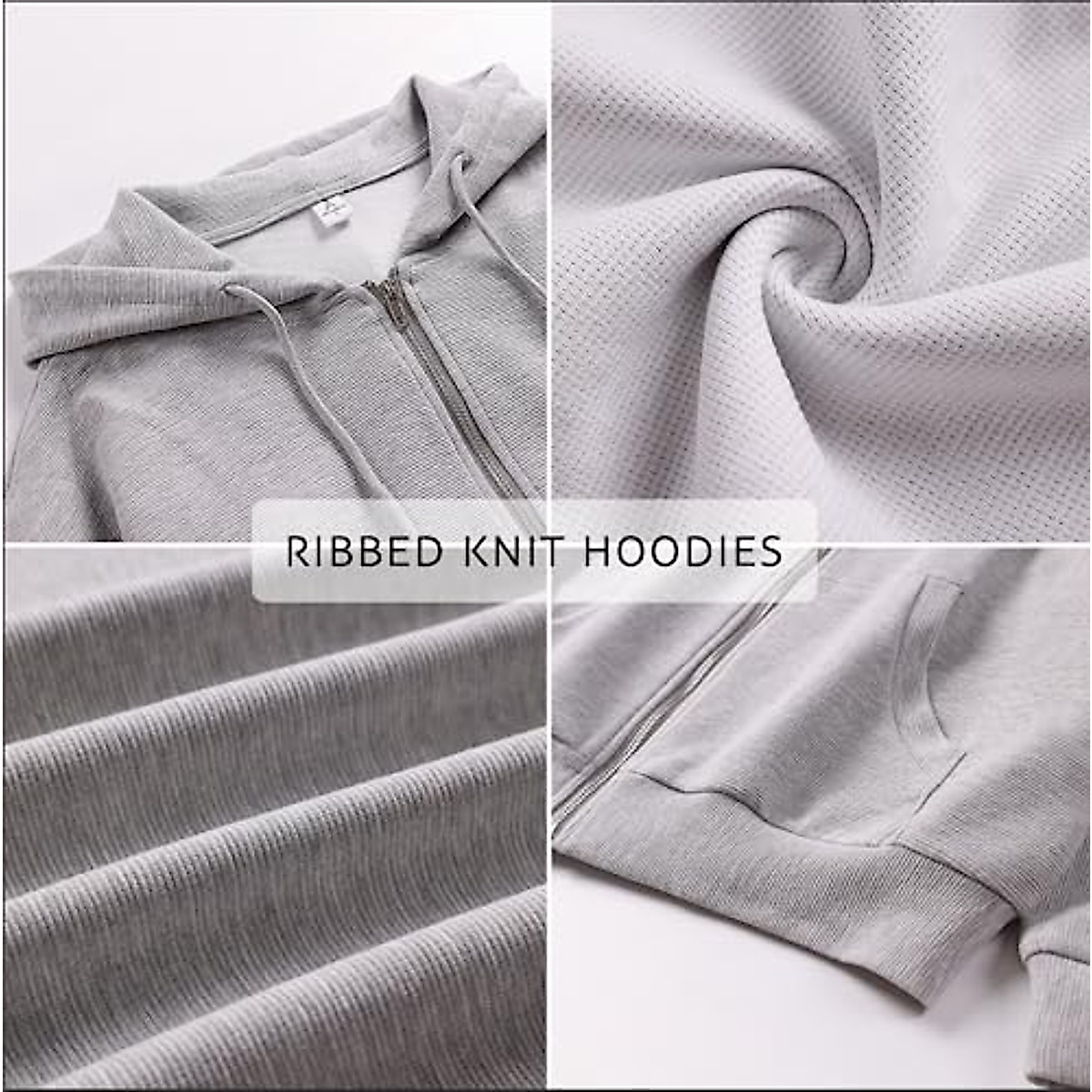 ANRABESS Women's Hoodies 2023 Fall Jacket Rib Kint Sweater Long Sleeve Sweatshirts Casual Dressy Tops Zip Up Trendy Y2K Clothes for Teen Girl 931mihuang-L Beige