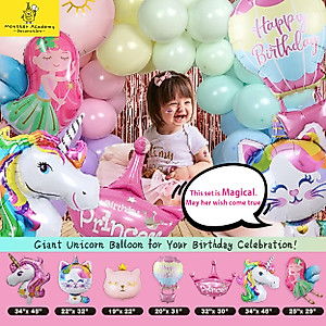 UNICORN BIRTHDAY DECORATIONS FOR GIRLS: Wearable Butterfly Wing, Warm Butter Pastel Balloon Garland, HUGE FOIL Balloon, Balloon Pump (thank me later), Magical Girl's Birthday Decorations.