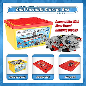 WishaLife 8 in 1 City War Military Aircraft Carrier Toy Building Blocks Set, with Army Truck Toys, Car Toys, boat Toy, Airplane Toy, Helicopter Toy, WW2 Construction Toys Gift for Kids Boys Age 6 Plus