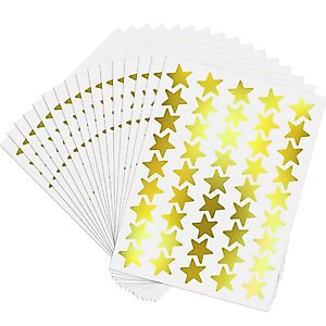 4500 Counts 0.5 Inch Foil Colorful Star Metallic Stickers Holographic Rainbow Star Stickers Labels for Kids Reward, Charts, School, Office and DIY Decoration (Gold)