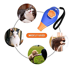 Dog Training Clicker with Whistle and Wrist Strap - Positive Behavior Reinforcer for Pets - All Ages, Puppy and Adult Dogs - Use to Reward and Train - Dog Whistle Included (Blue)