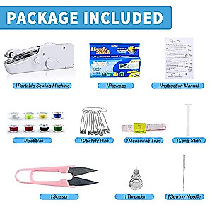 Handheld Sewing Machine Mini Portable Sewing Tool More Friendly to the Handicapped Easy-to-operate Portable DIY for Beginners for Home/Travel User (battery not included）